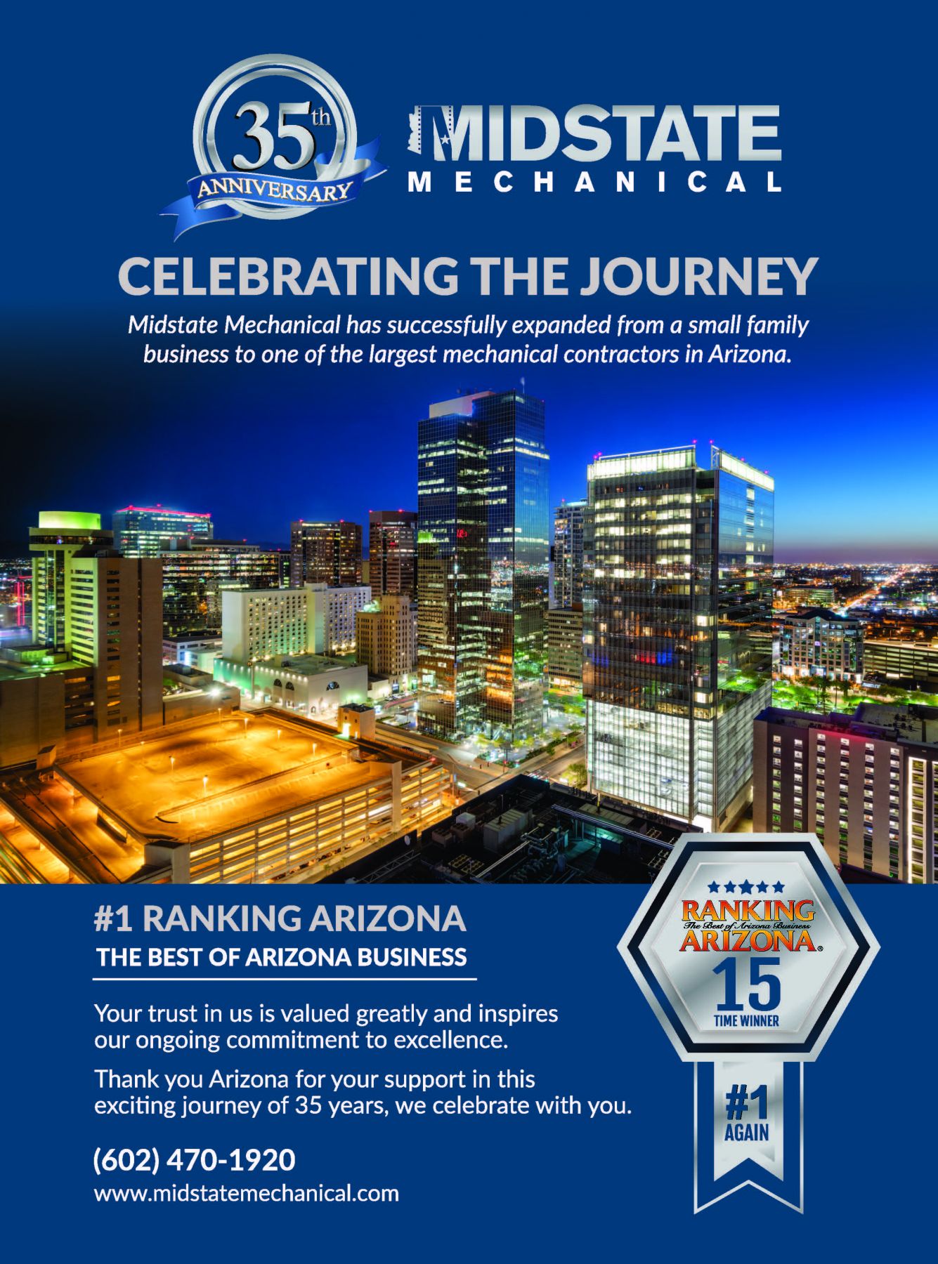 Ranking Arizona 15 Time Winner – Midstate Mechanical